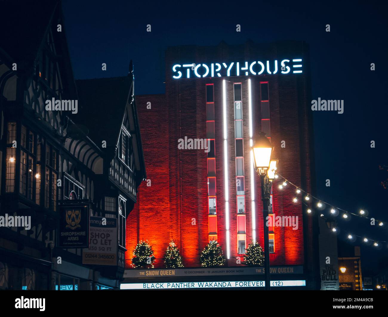 Chester's Storyhouse at night illuminated Stock Photo - Alamy