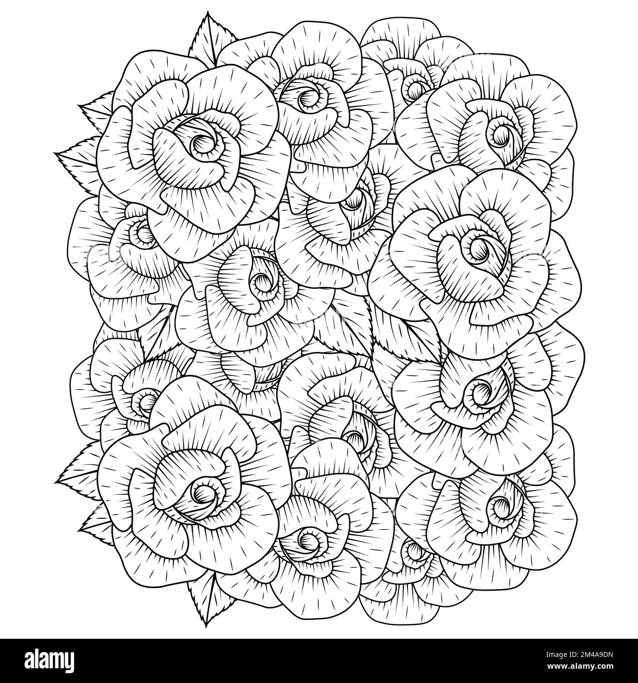 rose flower coloring page dot line art with doodle style adult coloring ...