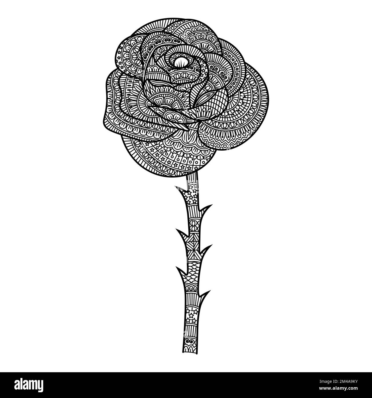 flowers rose zentangle coloring page with decorative easy sketches ...