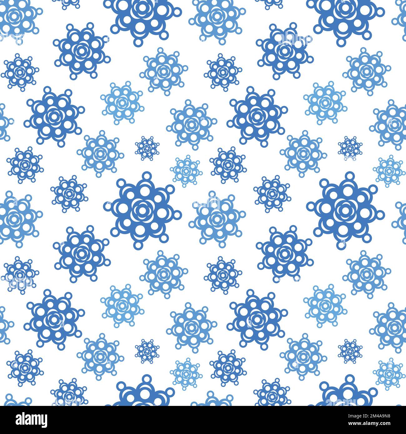 Snowflakes pattern. Vector seamless white background with cute blue ...
