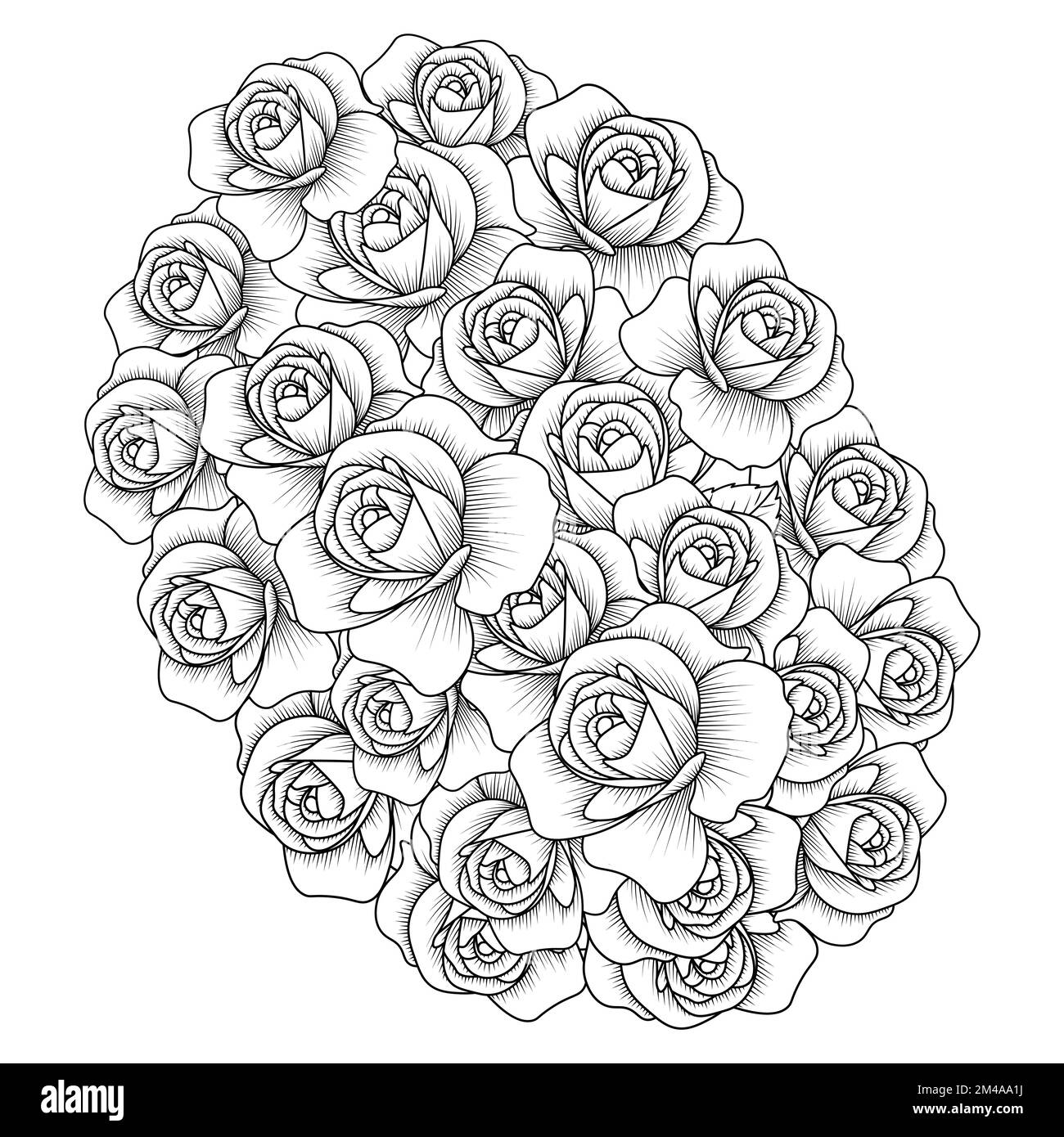 rose flower coloring page dot line art with doodle style adult coloring ...