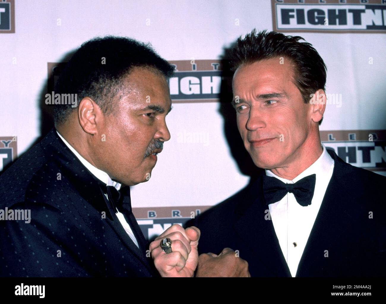 Mohummad Ali & Arnold Swarzenegger at the Muhommad Ali Celebrity Fight ...