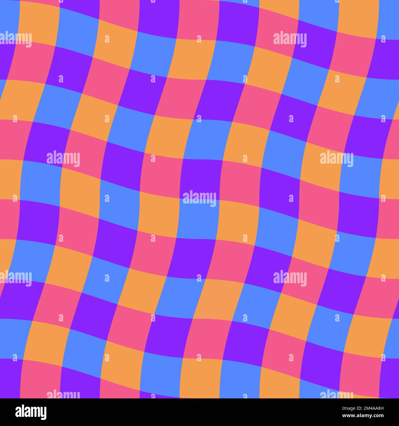 Groovy psychedelic wavy chessboard seamless pattern. Hippie twisted ...