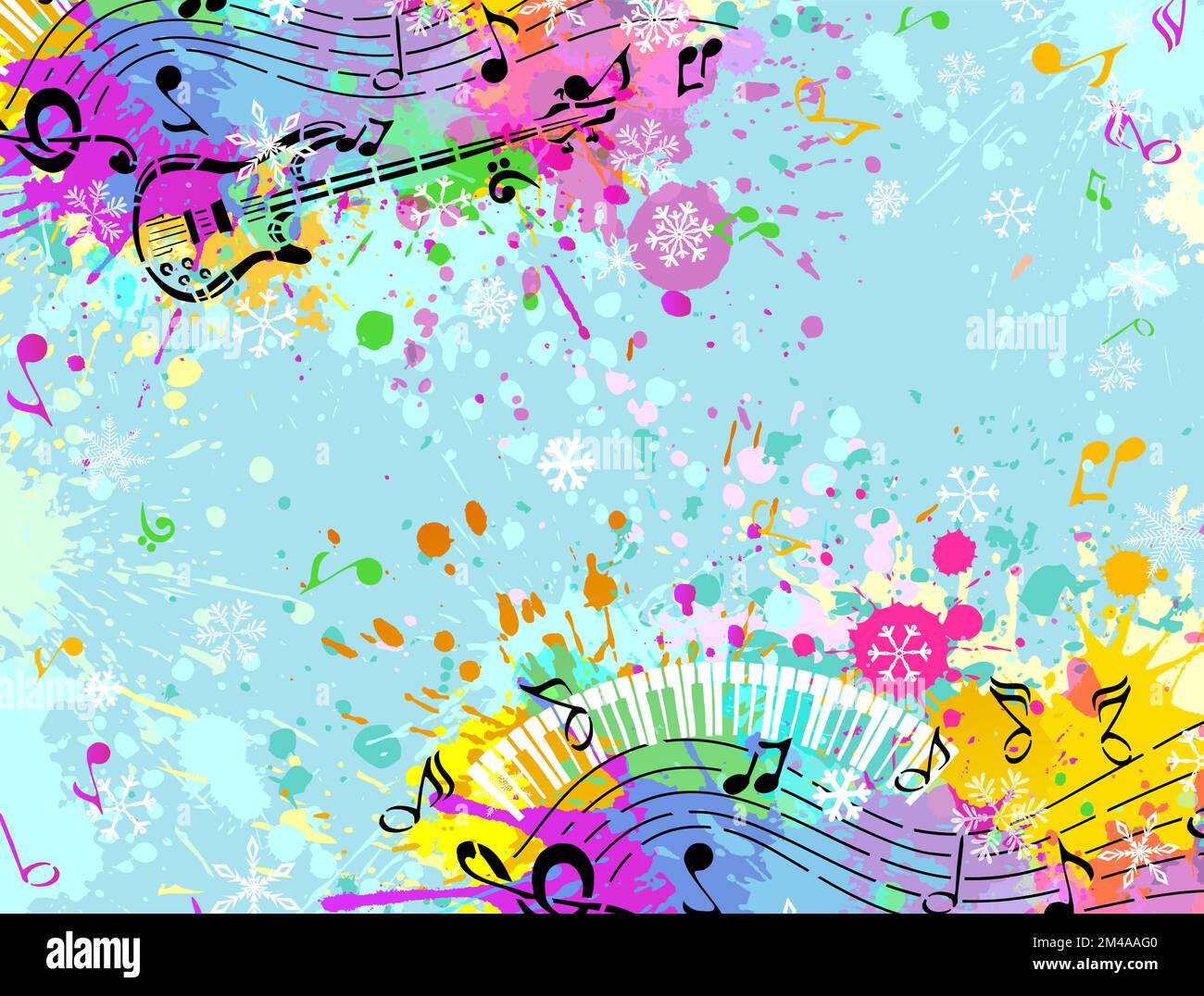 Music and snowflakes abstraction. Christmas Concer background . Vector ...