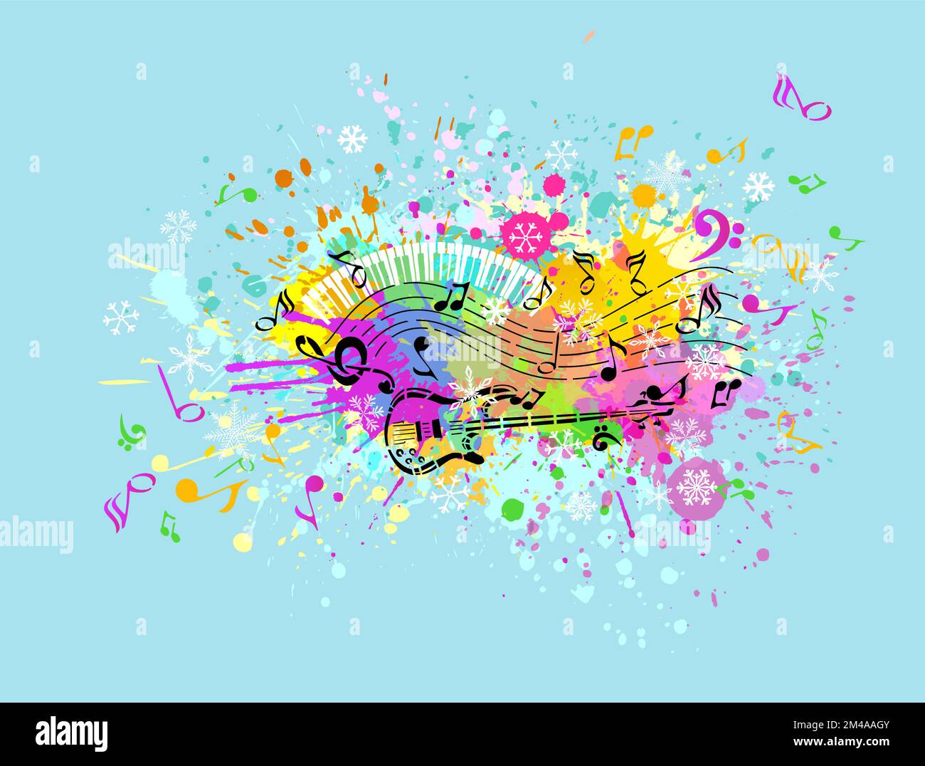 Music and snowflakes abstraction. Christmas Concer background . Vector ...
