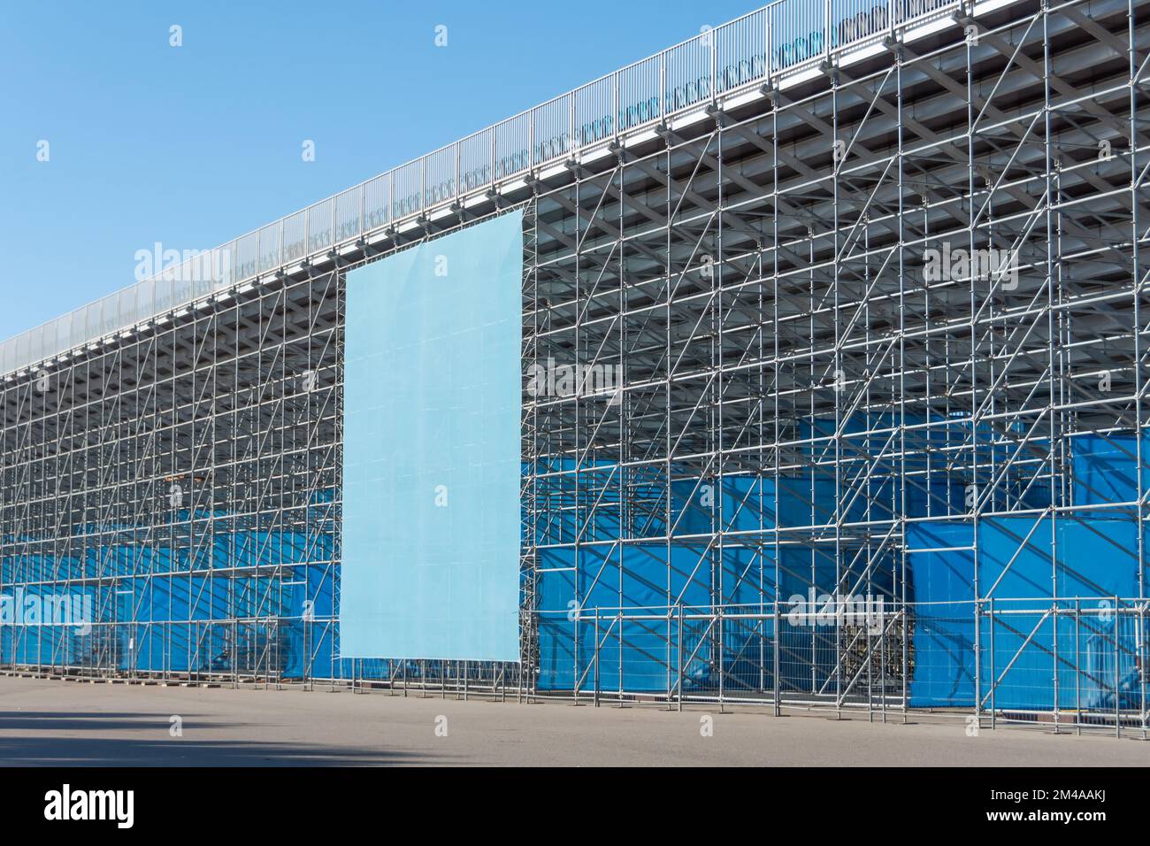 Grandstand stadium, trails for sporting events from the back frame with ...