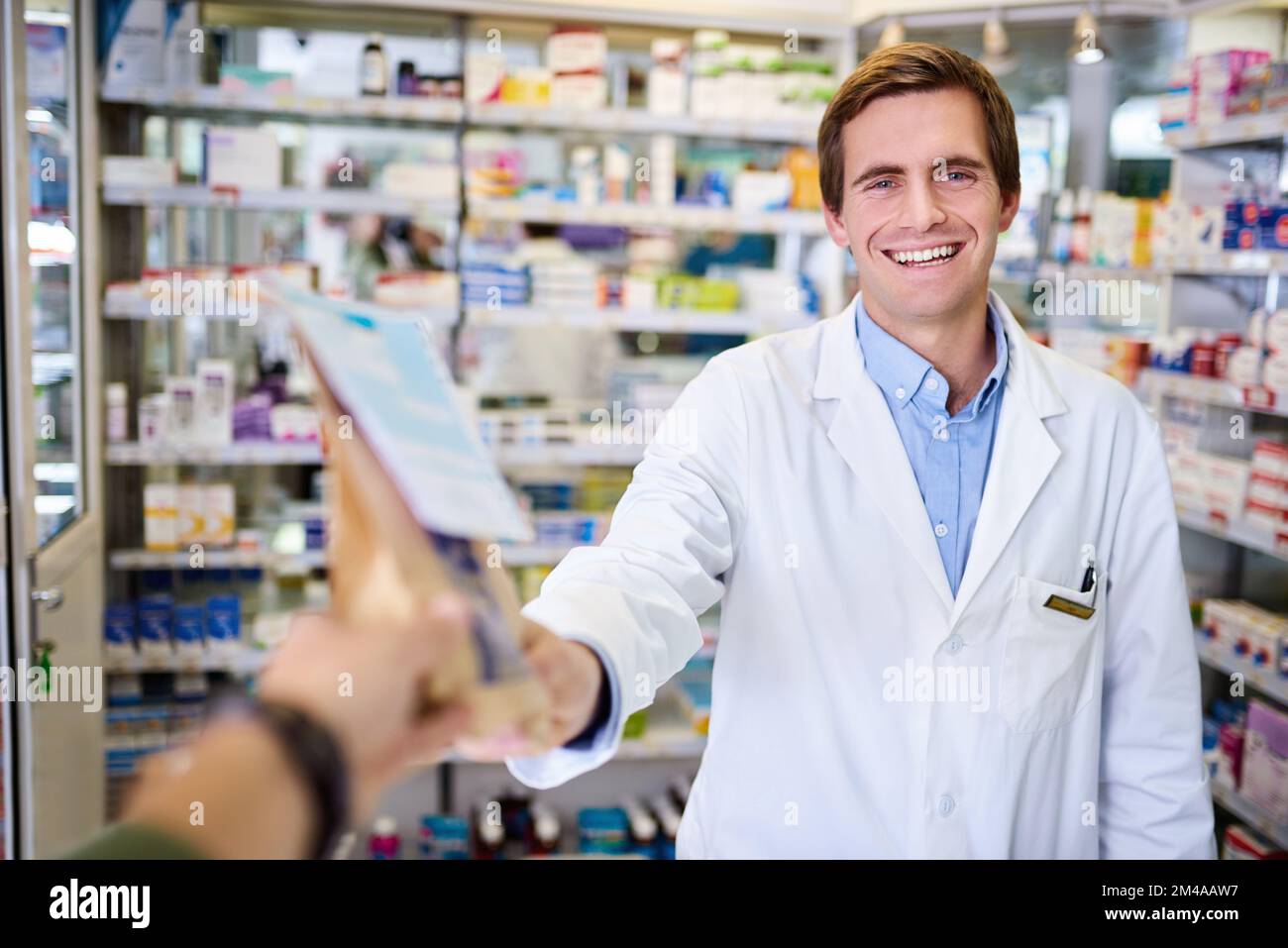 Get the correct meds with the right help. Personal perspective shot of ...