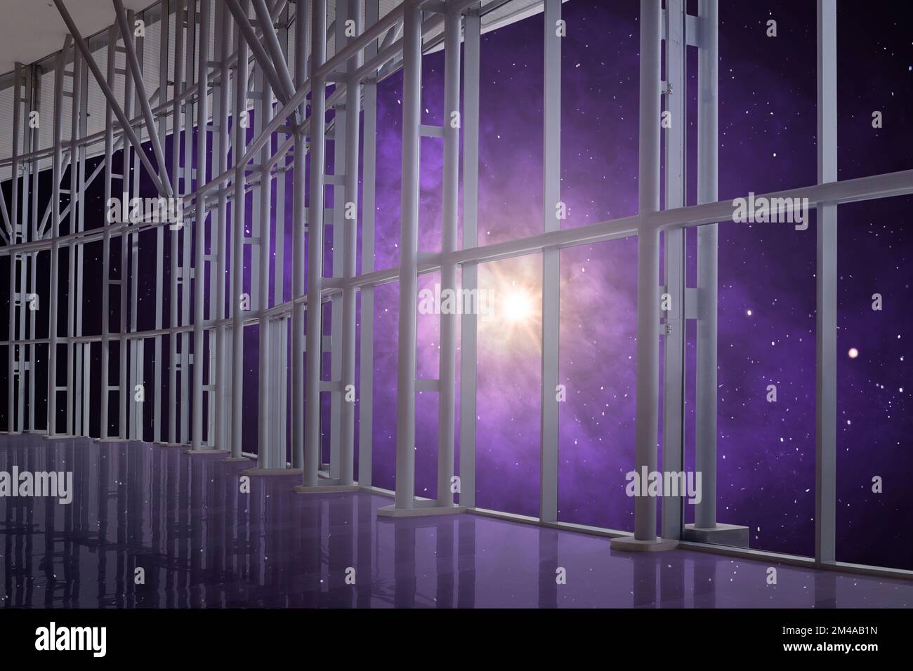 Inside building view with window glass and space background Stock Photo ...