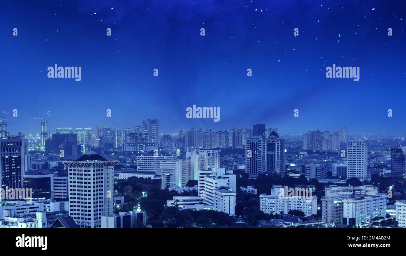 Skyscrapers and modern buildings with the night scene background Stock ...