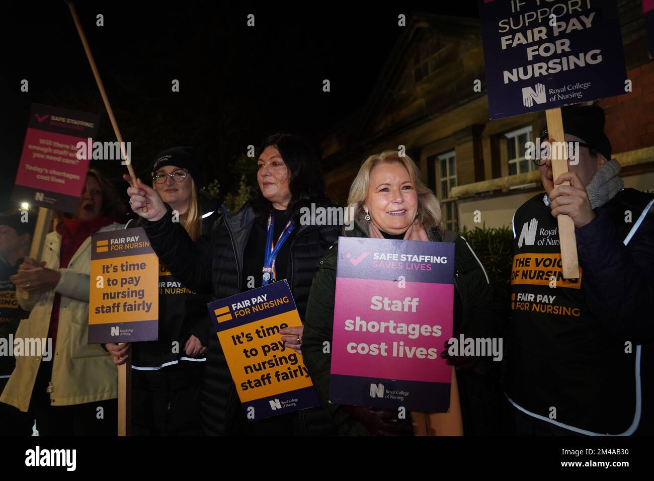 Royal College of Nursing (RCN) General Secretary Pat Cullen (second ...