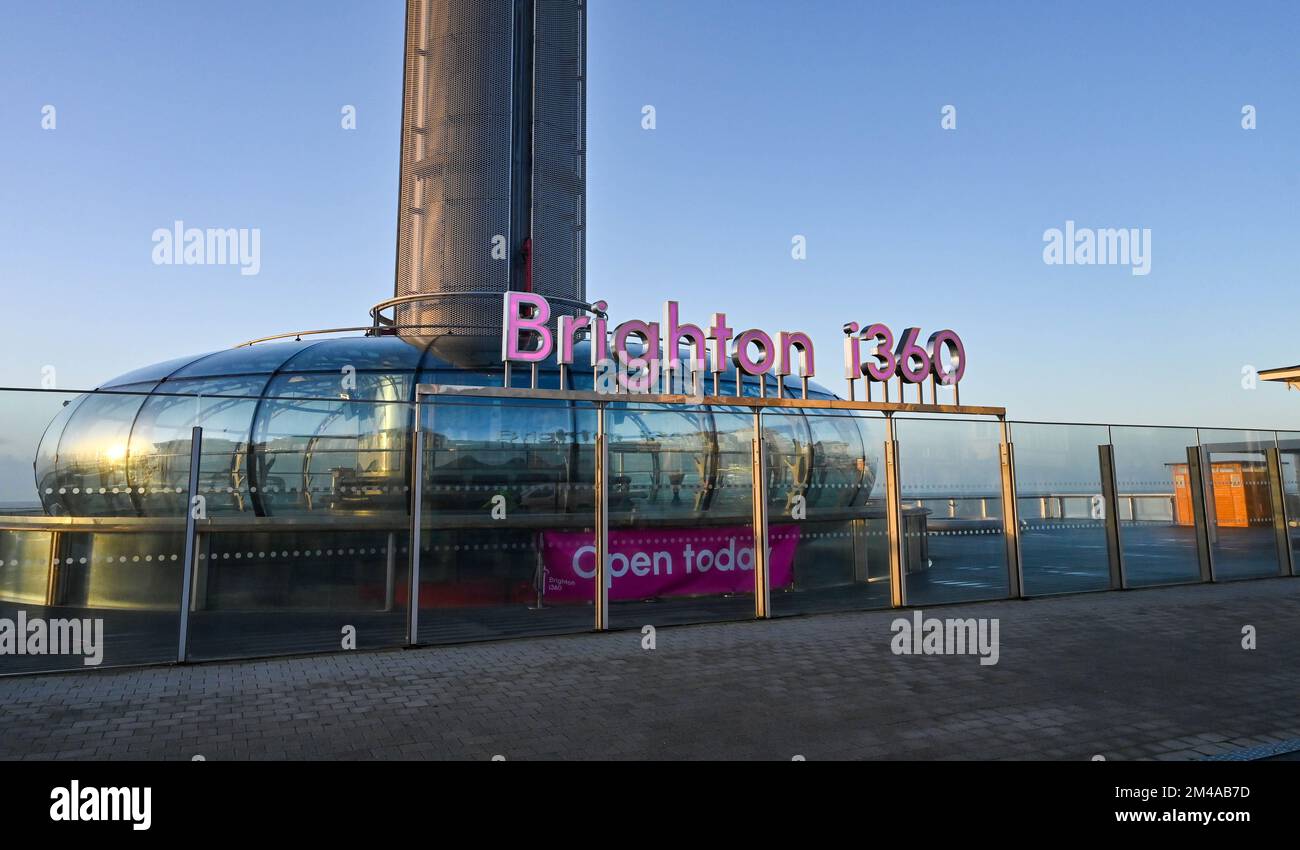 The Brighton i360 observation tower with new branding logo tourist ...