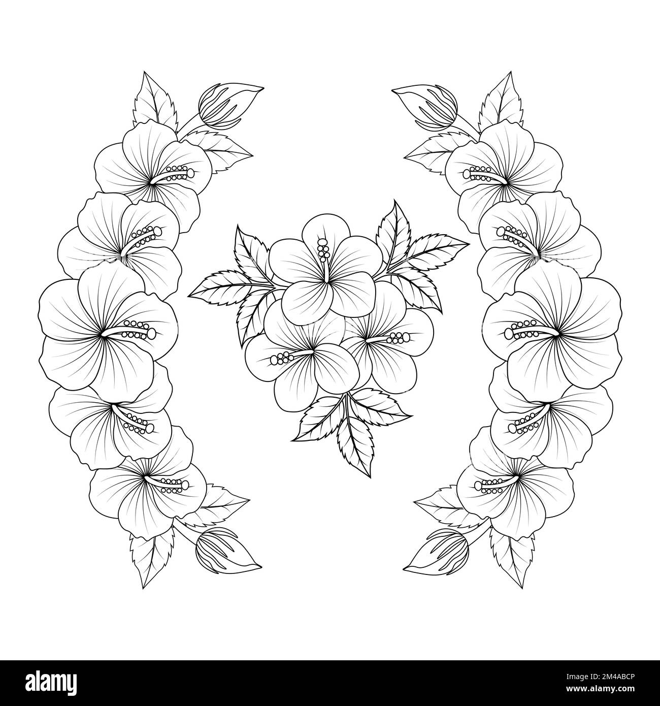 rose of sharon coloring page illustration with line art stroke of black ...