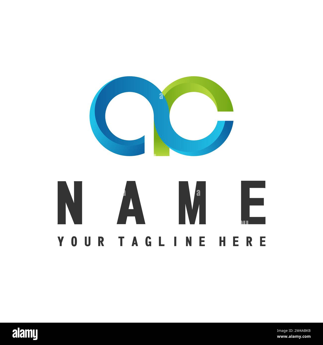 letter AC font in connect with blue and green gradients image graphic ...