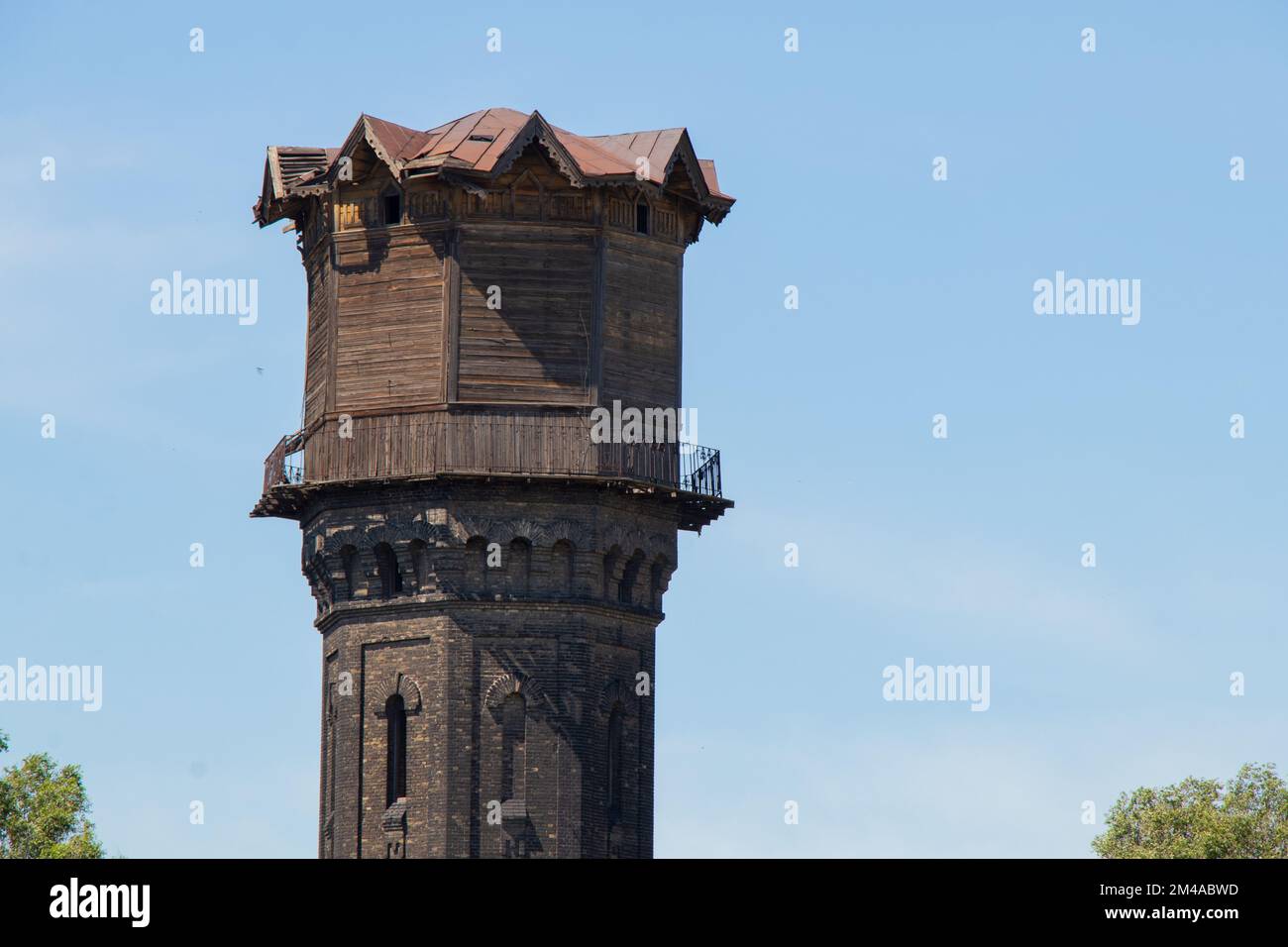 wooden water tower in the Dnieper city as a historical building from ...