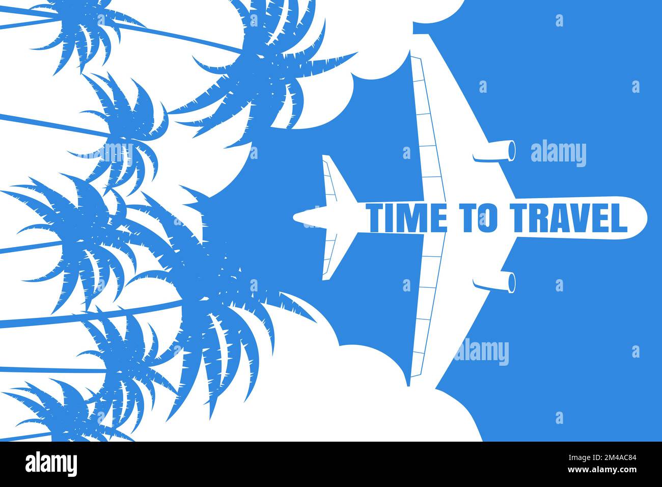 Time To Travel Flight Banner. Airplane in the sky, silhouette Stock ...