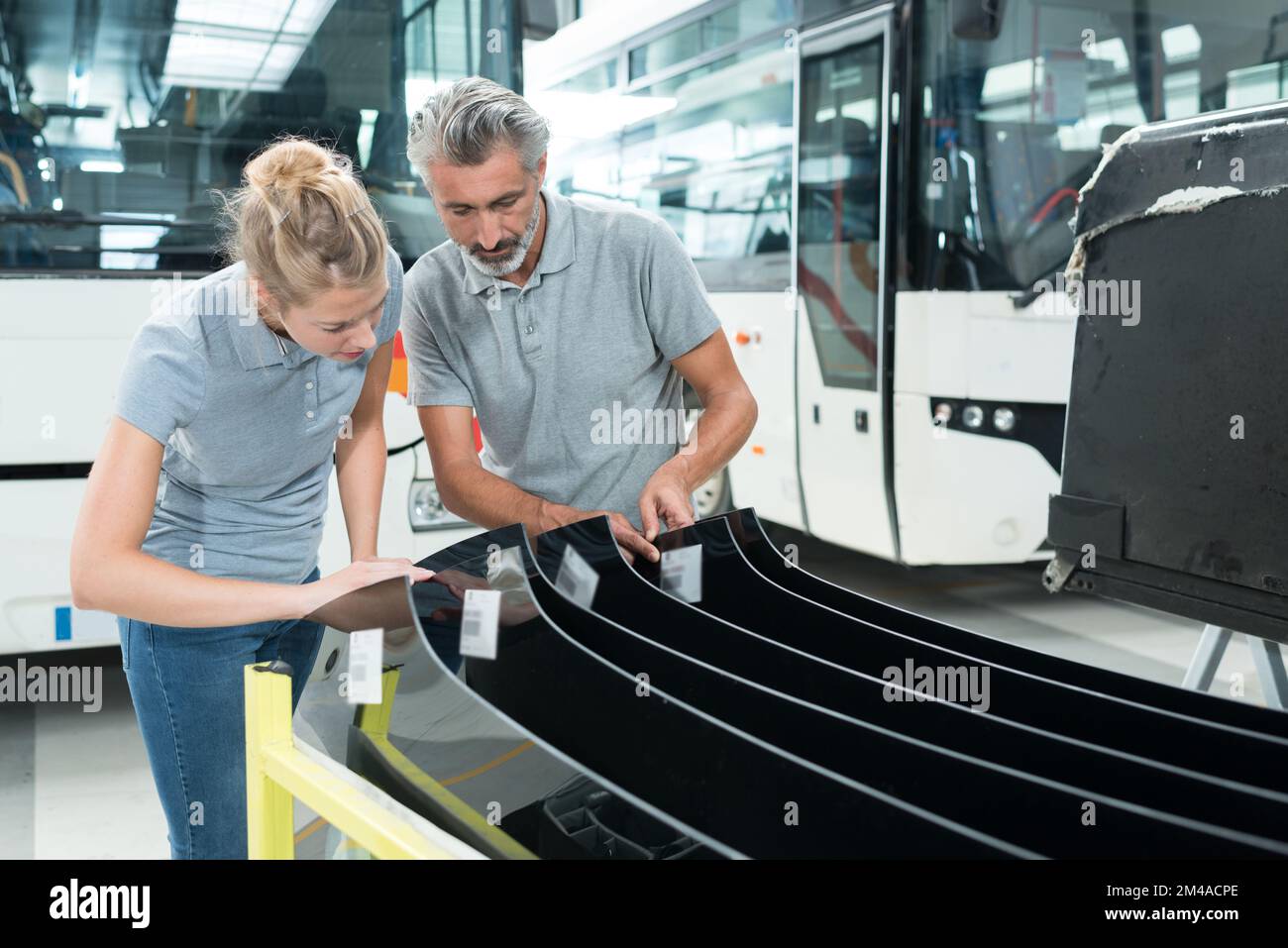 engineer working on a bus Stock Photo - Alamy