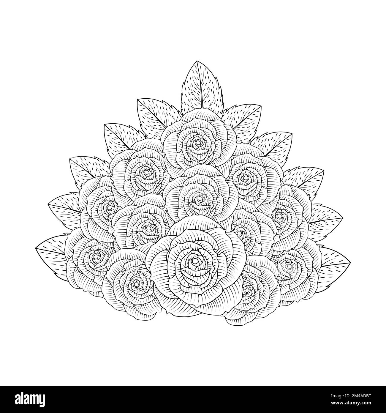 red roses flower coloring page line sketch drawing with decorative anti ...