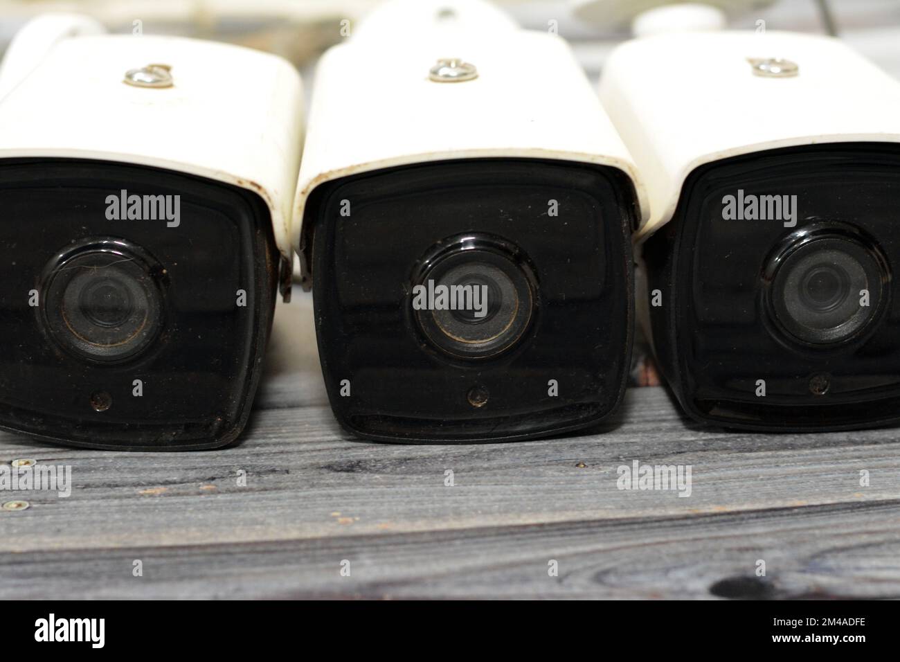 Surveillance infrared light Security CCTV realistic IP camera at a wall ...