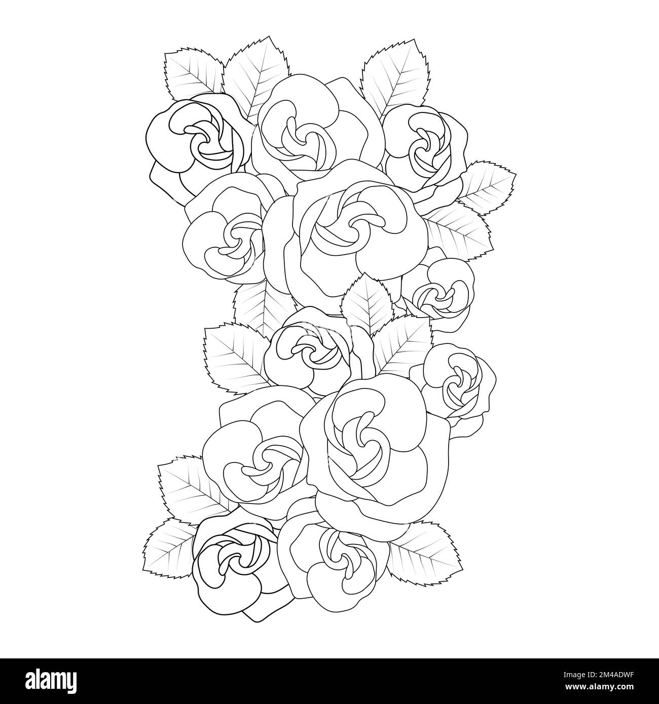 rose flower coloring page dot line art with doodle style adult coloring ...