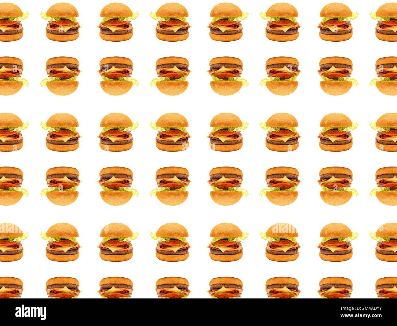 burger fast food on plates on white background texture, pattern Stock ...