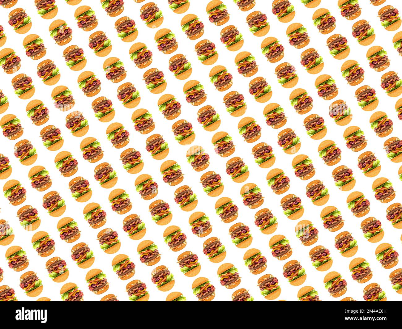 burger fast food on plates on white background texture, pattern Stock ...