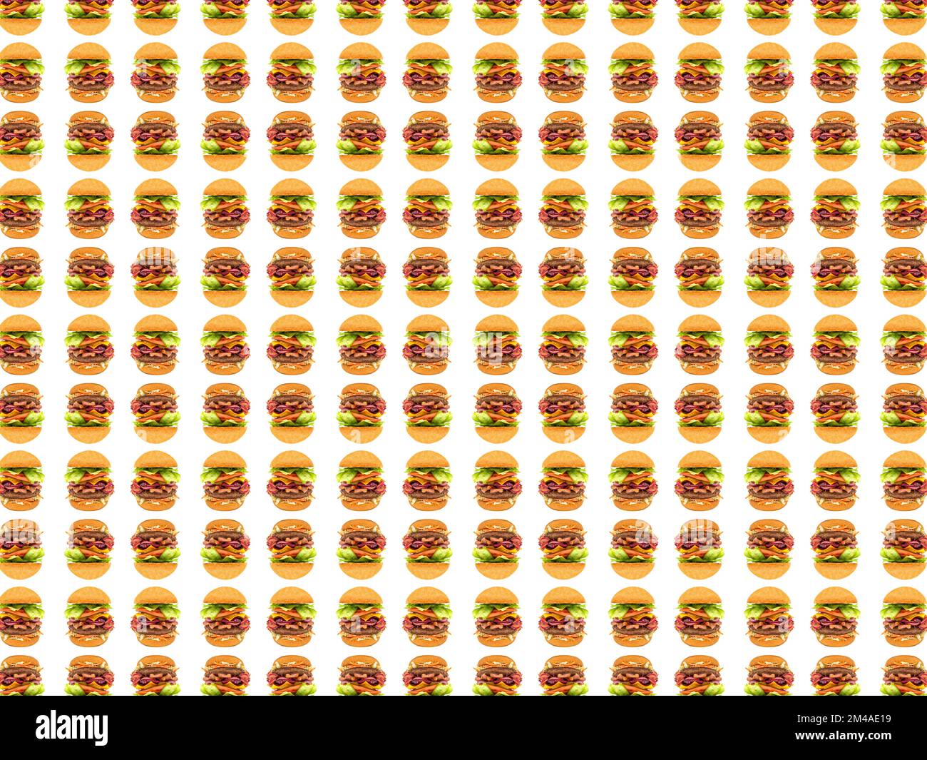 burger fast food on plates on white background texture, pattern Stock ...