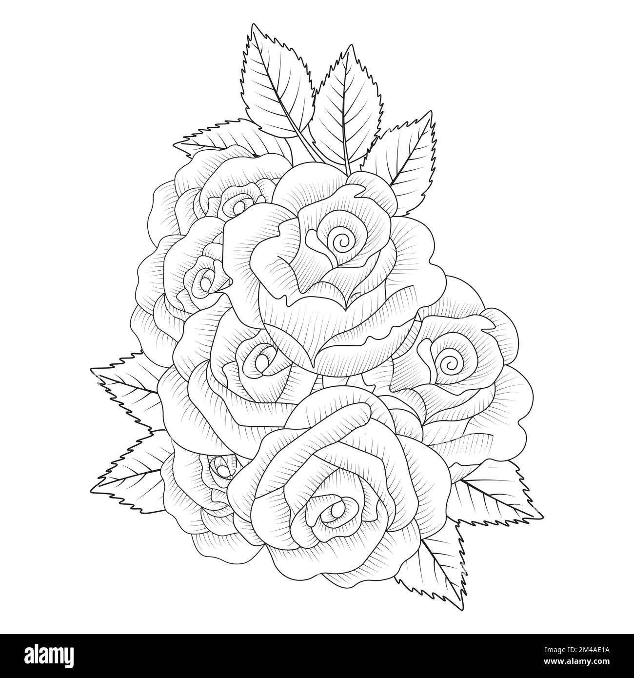 rose flower coloring page dot line art with doodle style adult coloring ...