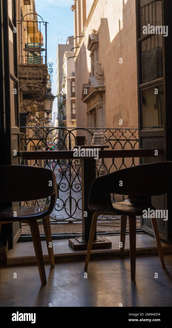 View of street through a cafe window Stock Photo - Alamy