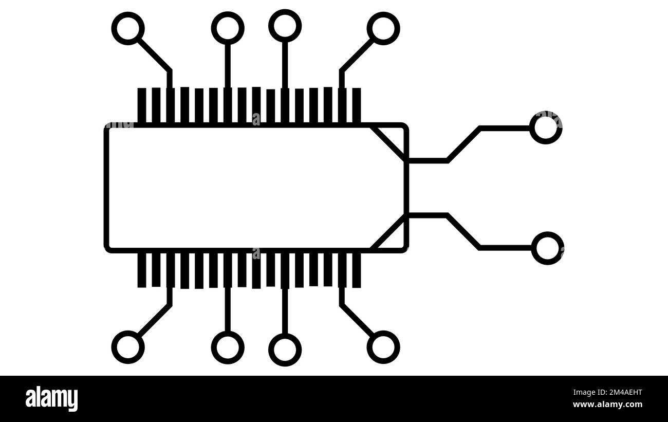 Silhouette of simple schematic chip or component for microcircuits ...