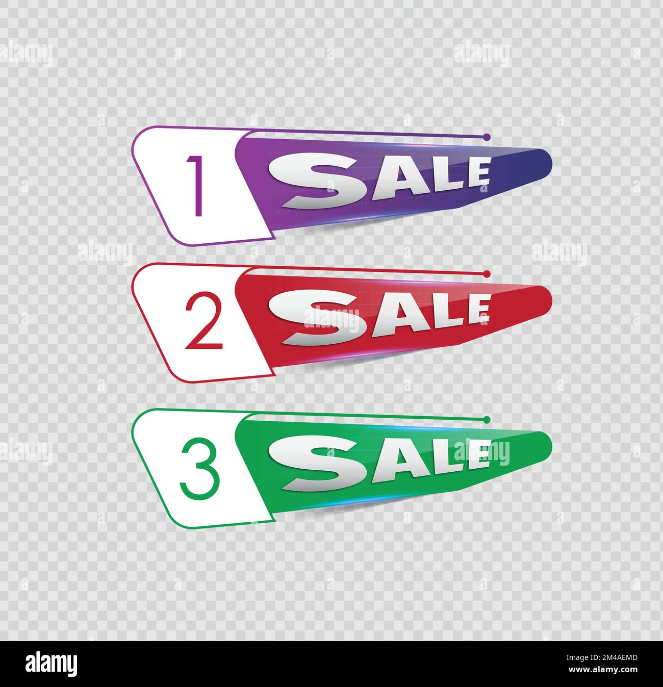 A vector illustration of three different colored for sale design logos ...