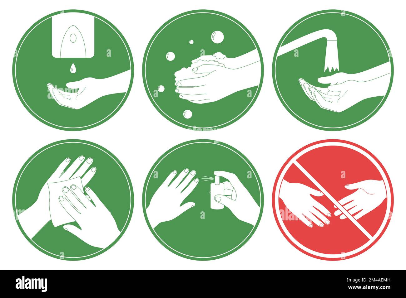 Set of personal hygiene symbols. Hand disinfection. Vector illustration ...