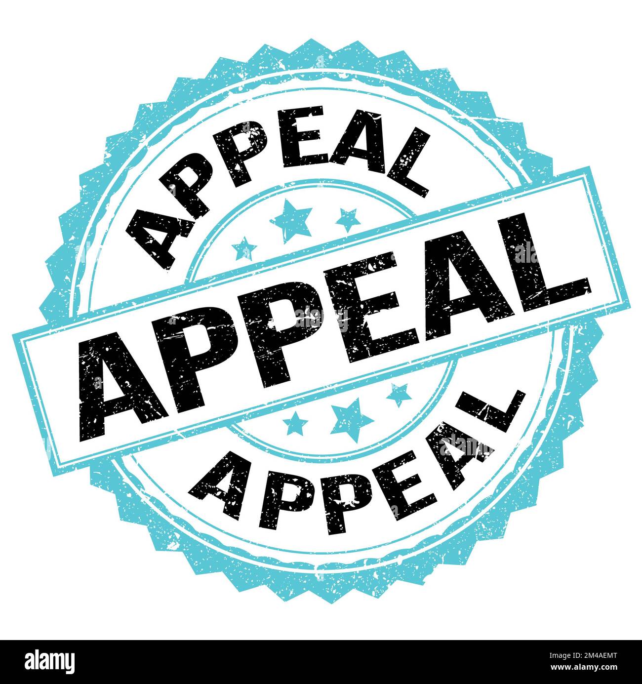APPEAL text written on blue-black round stamp sign Stock Photo - Alamy