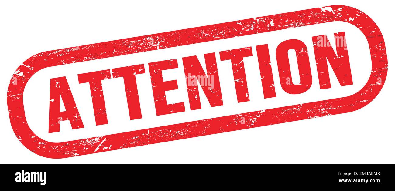 ATTENTION, text on red rectangle stamp sign Stock Photo - Alamy