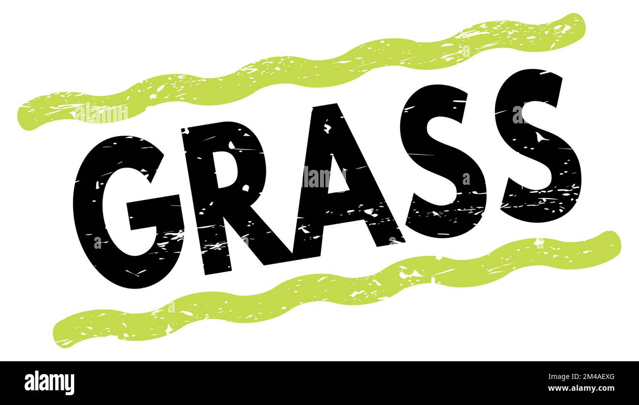 GRASS text written on green-black lines stamp sign Stock Photo - Alamy