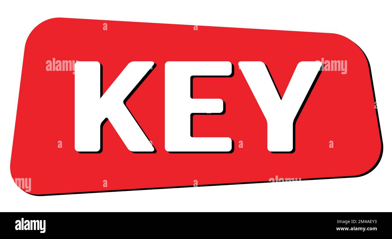 KEY text written on red trapeze stamp sign Stock Photo - Alamy