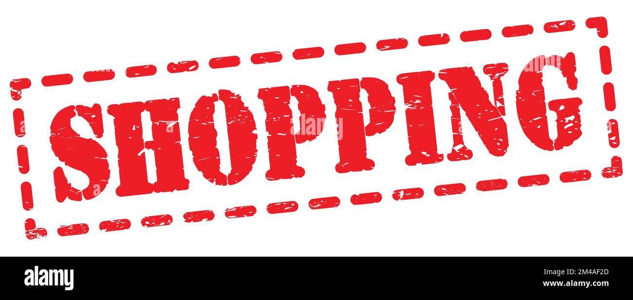 SHOPPING text written on red dash stamp sign Stock Photo - Alamy
