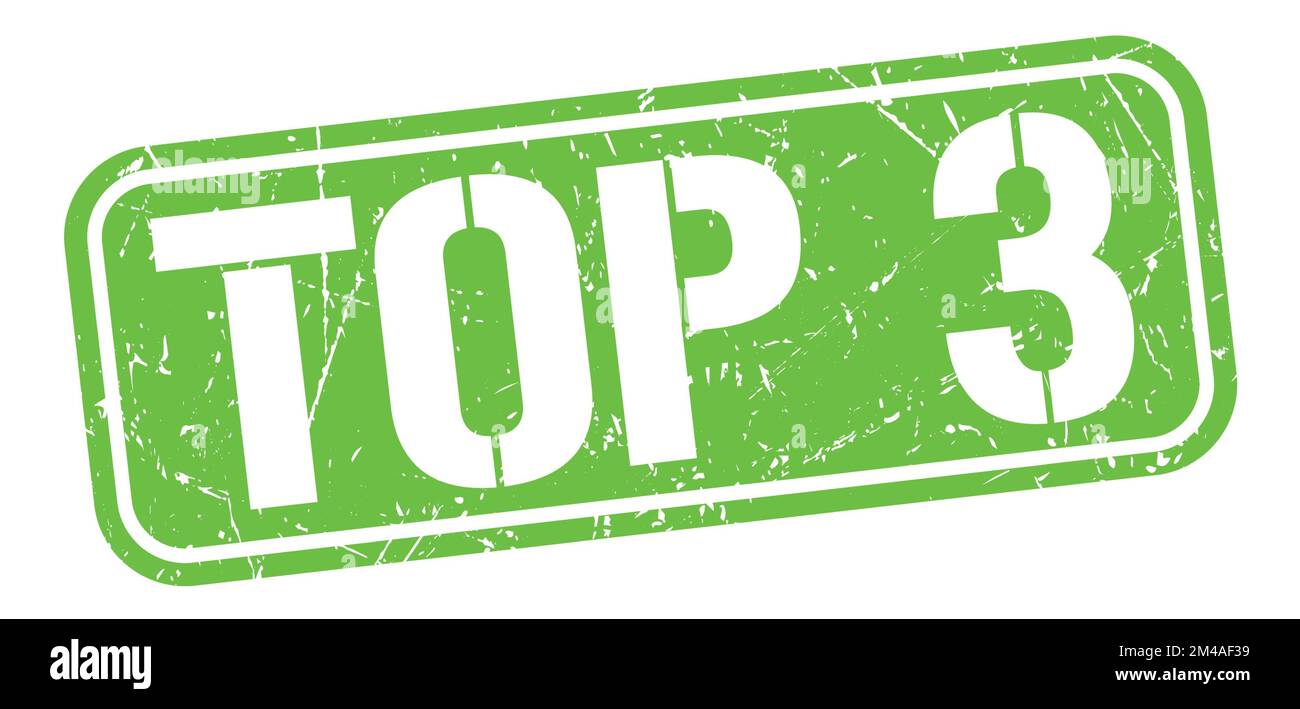 TOP 3 text written on green grungy stamp sign Stock Photo - Alamy
