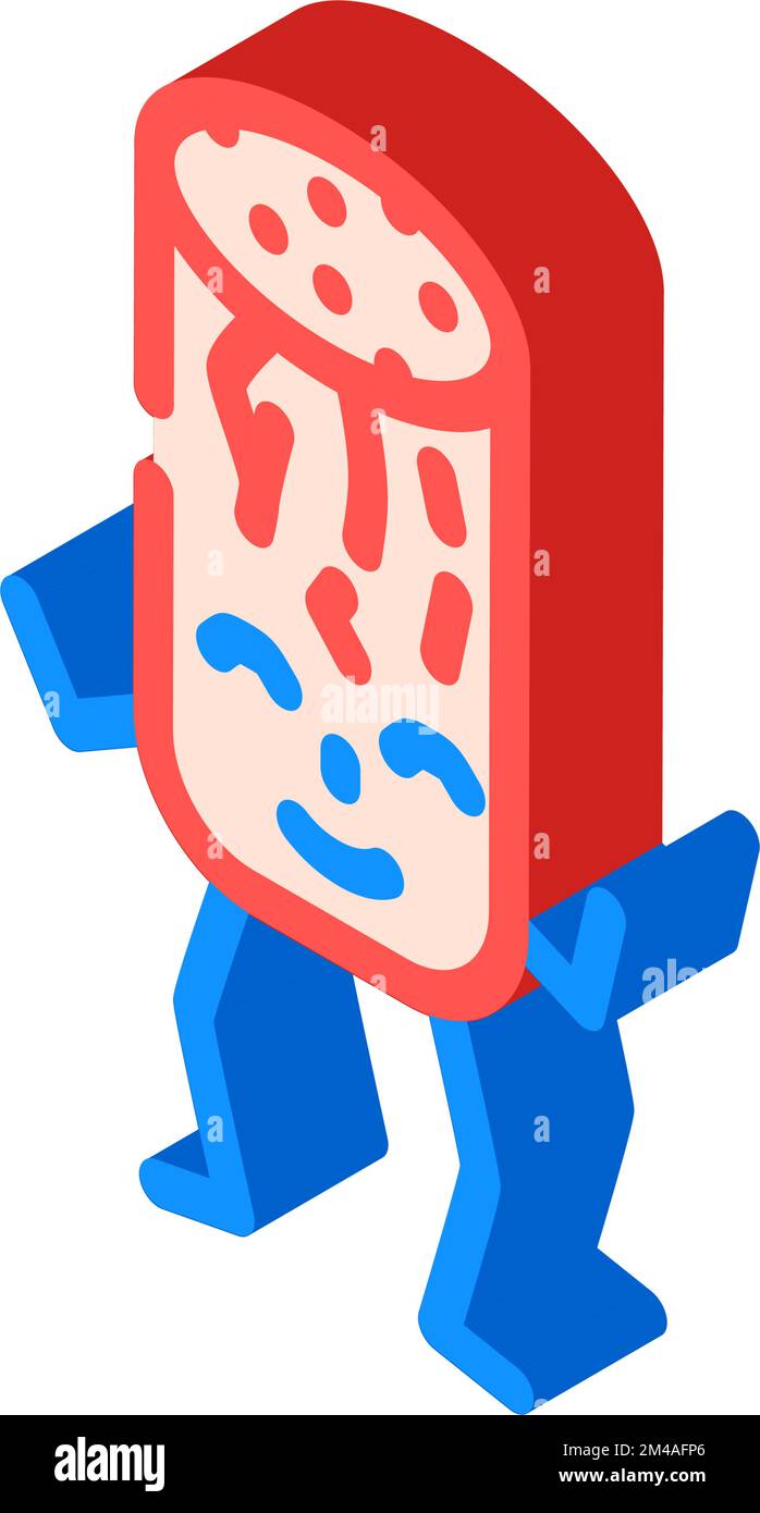 pepperoni meat character isometric icon vector illustration Stock ...
