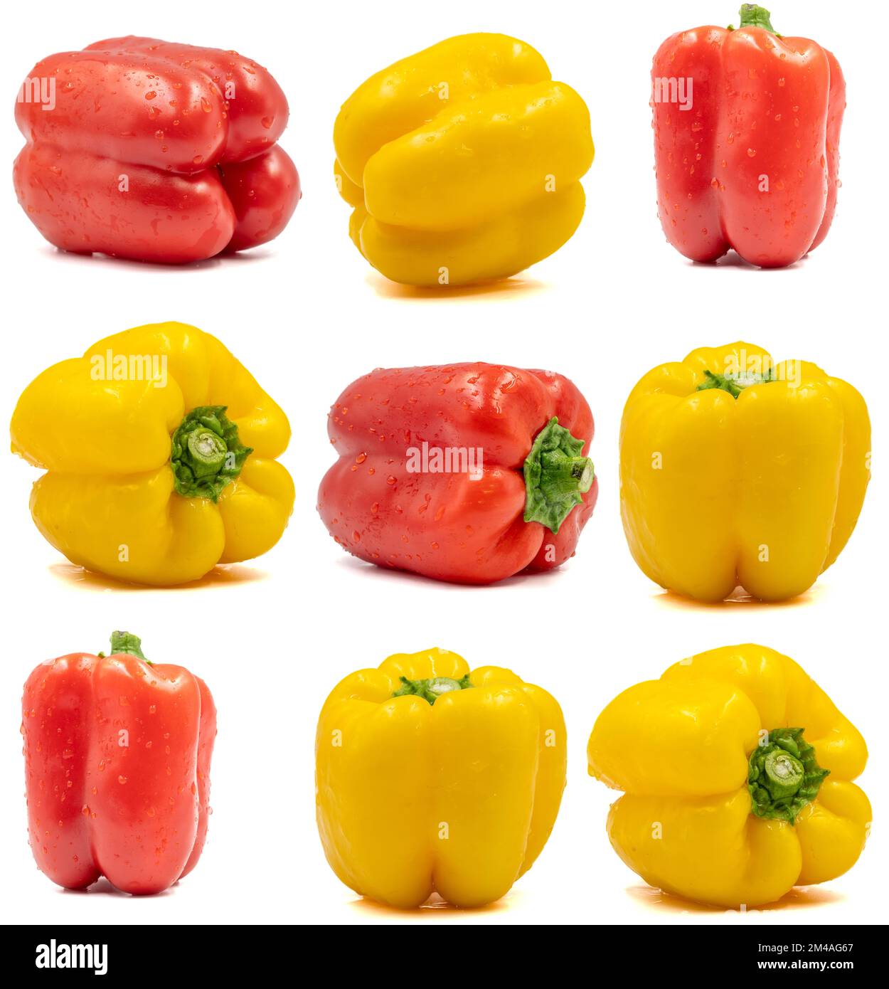 Set of bell pepper images. Red and yellow bell pepper isolated on a ...