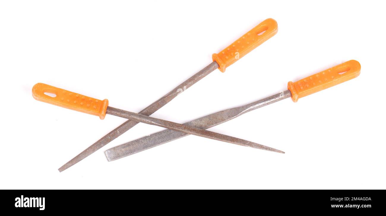 Old orange files on a white background Stock Photo - Alamy