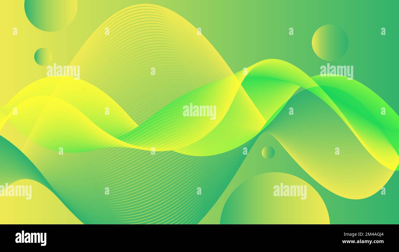 A vector of abstract lines on green and yellow gradient background ...