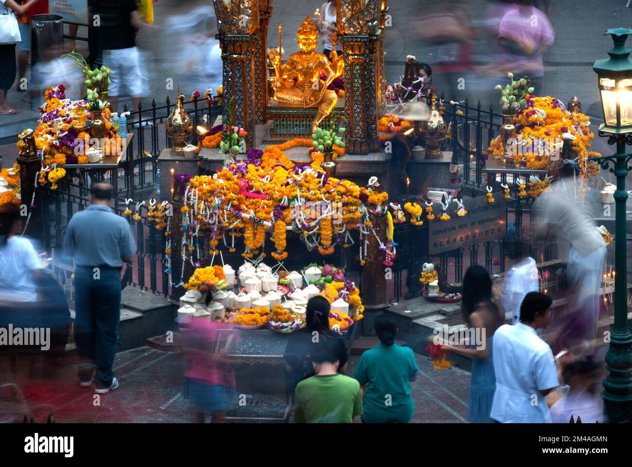 View of the Erawan Shrine ( The four-faced Brahma statue or Phra Phrom ...