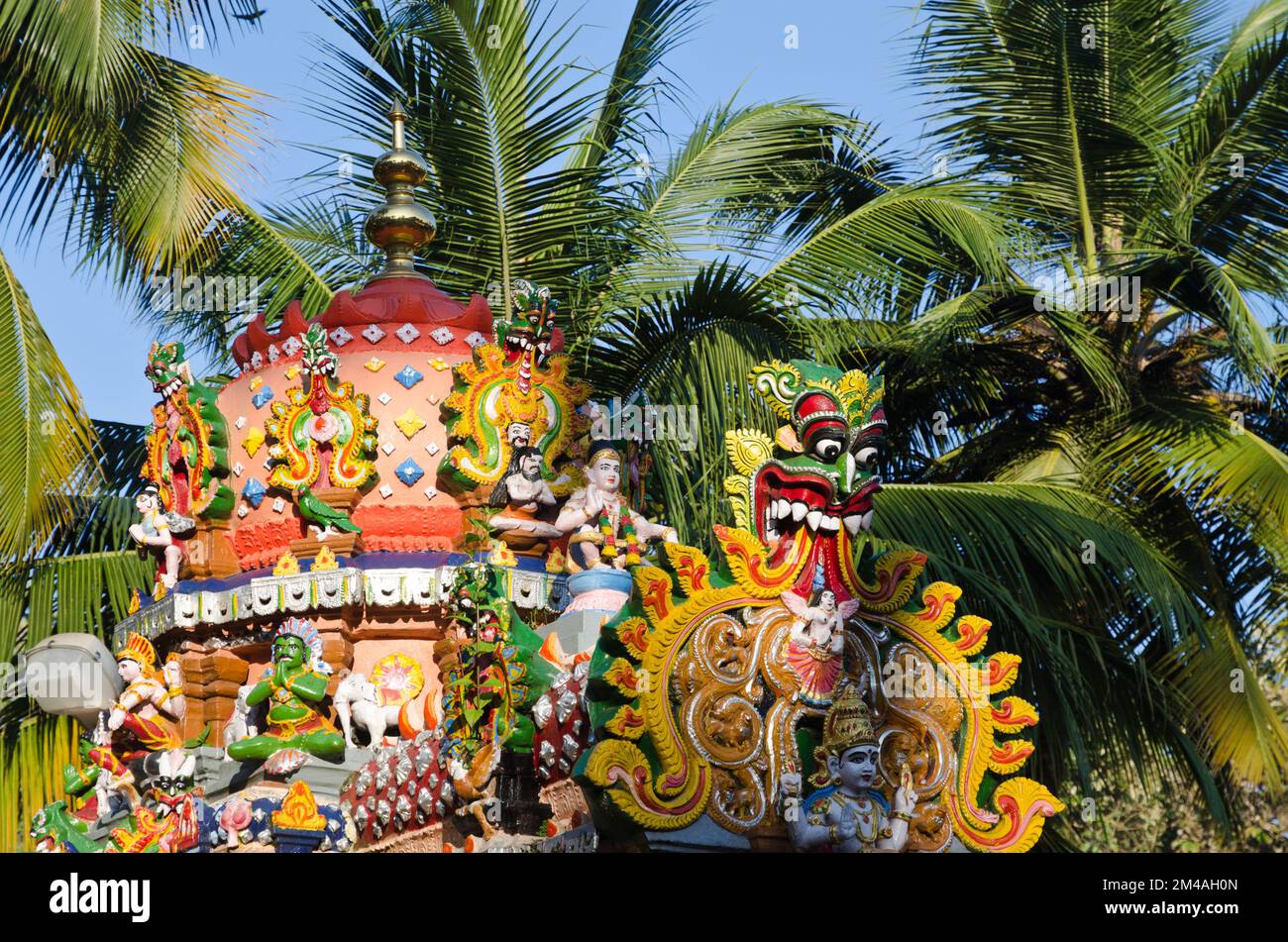 Beautifully painted sculptures and statues are decorating the Janardana ...