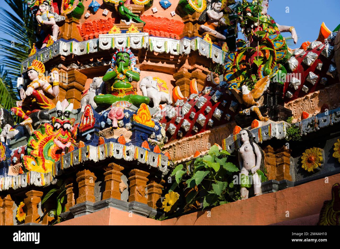 Beautifully painted sculptures and statues are decorating the Janardana ...