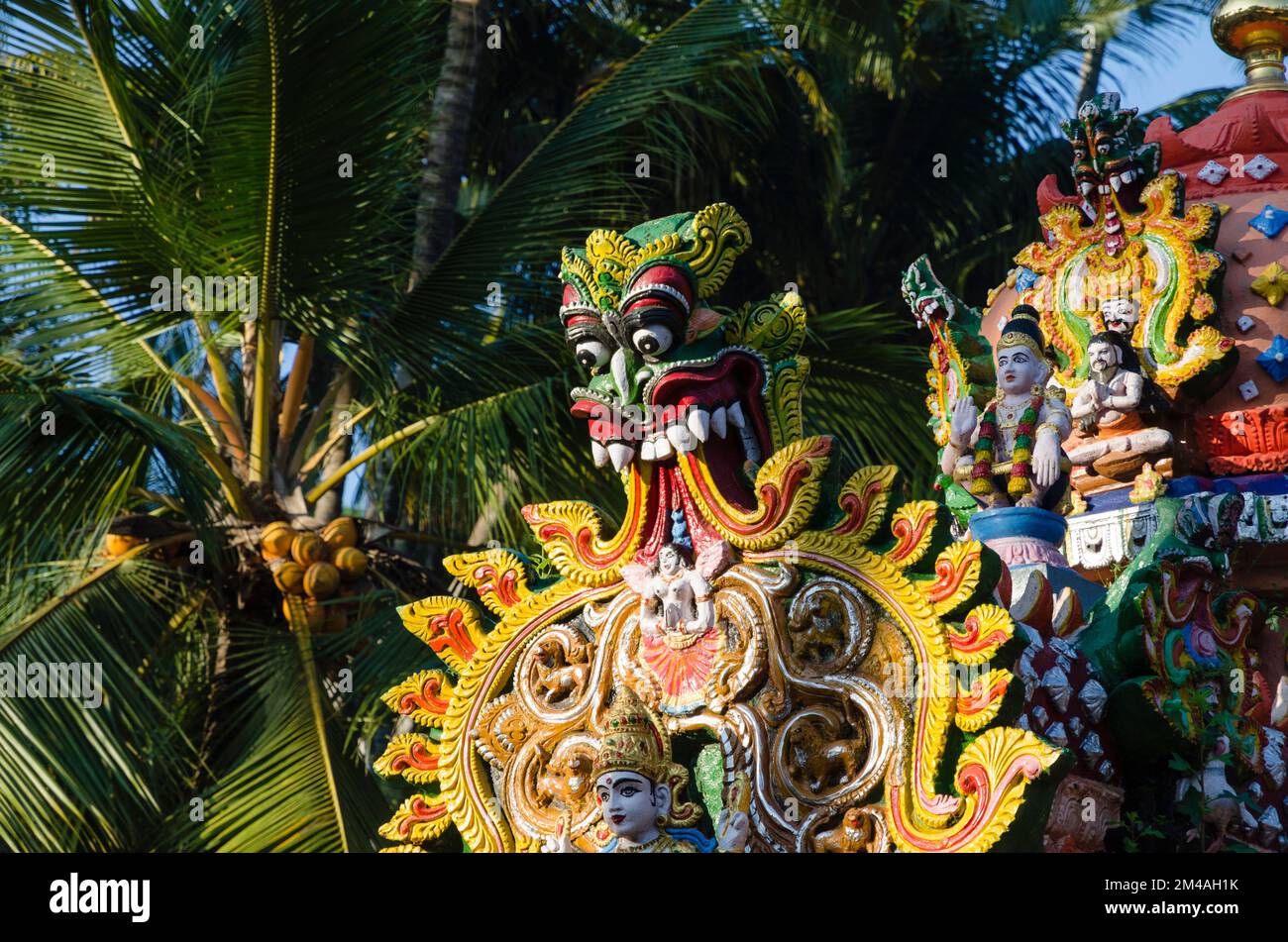 Beautifully painted sculptures and statues are decorating the Janardana ...