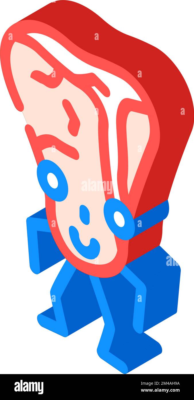 beef meat character isometric icon vector illustration Stock Vector ...