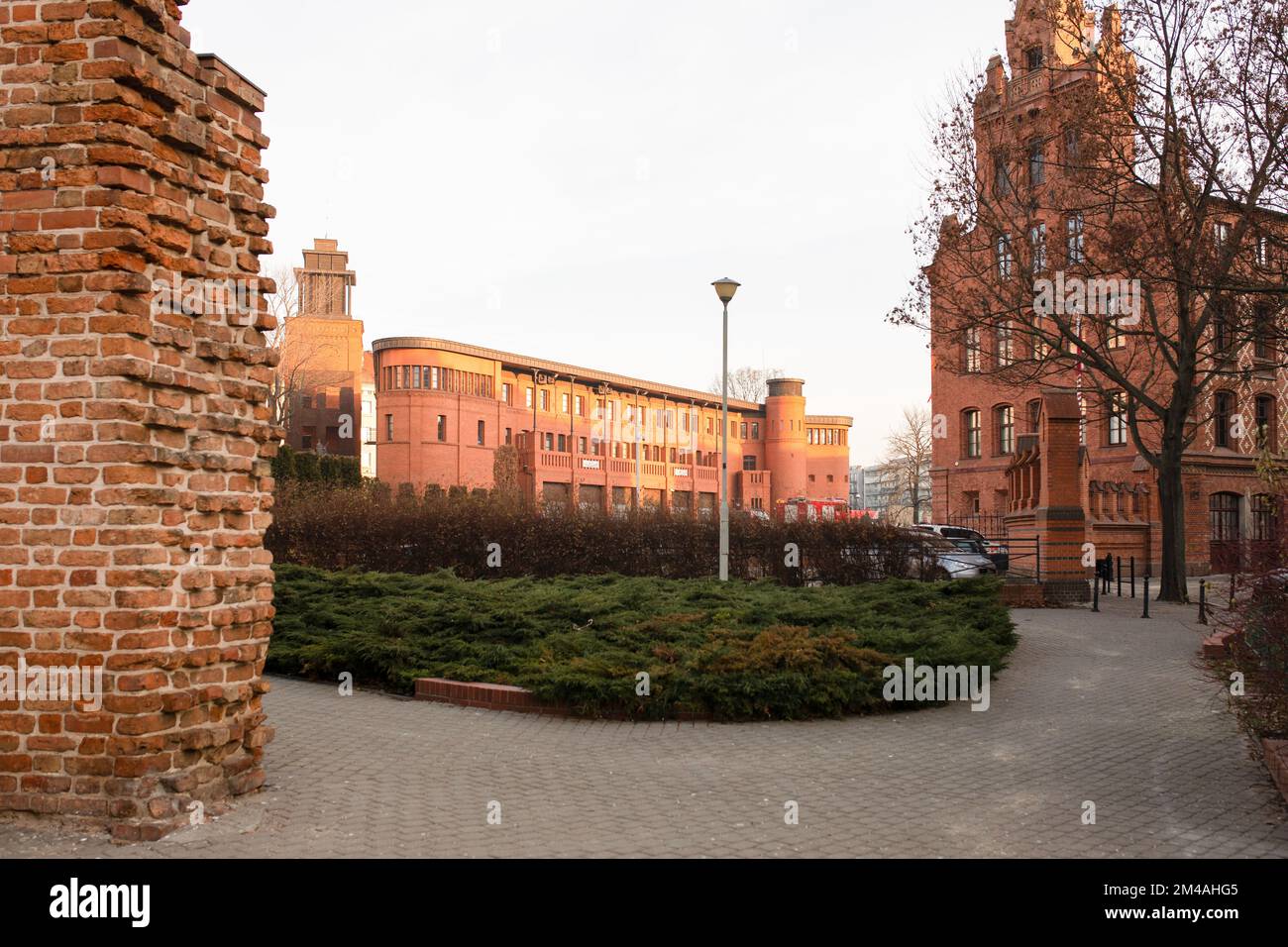Fire station buildings in the old town, at the ramparts. Poznan, Poland ...