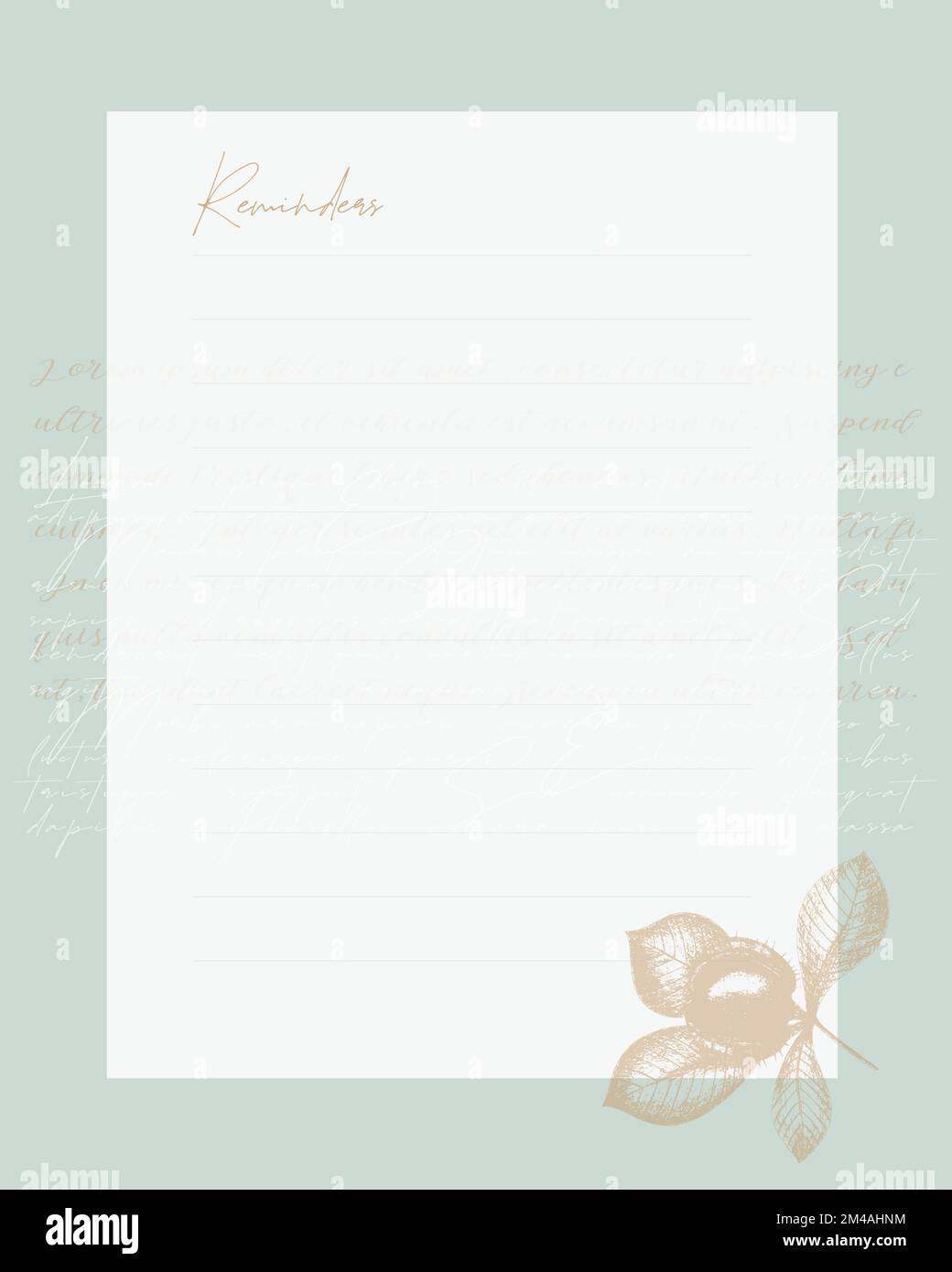 Reminder template for note, to-do list, checklist, chestnut stamp, hand ...