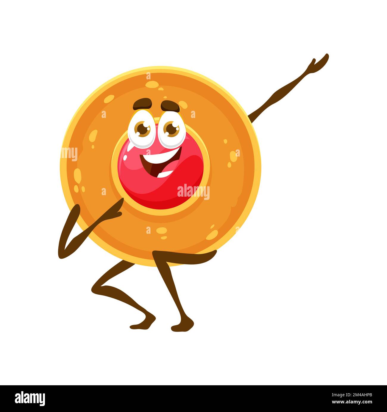 Cartoon round crumbly cookie character. Funny vector dessert, bakery ...