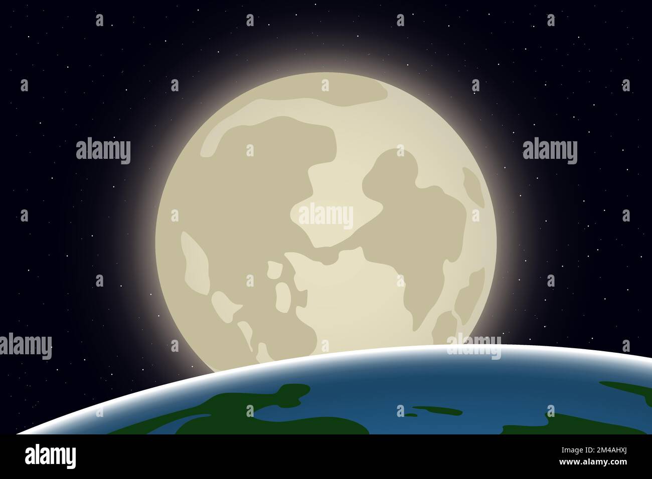 View of Earth and Moon from outer space. Vector illustration Stock ...